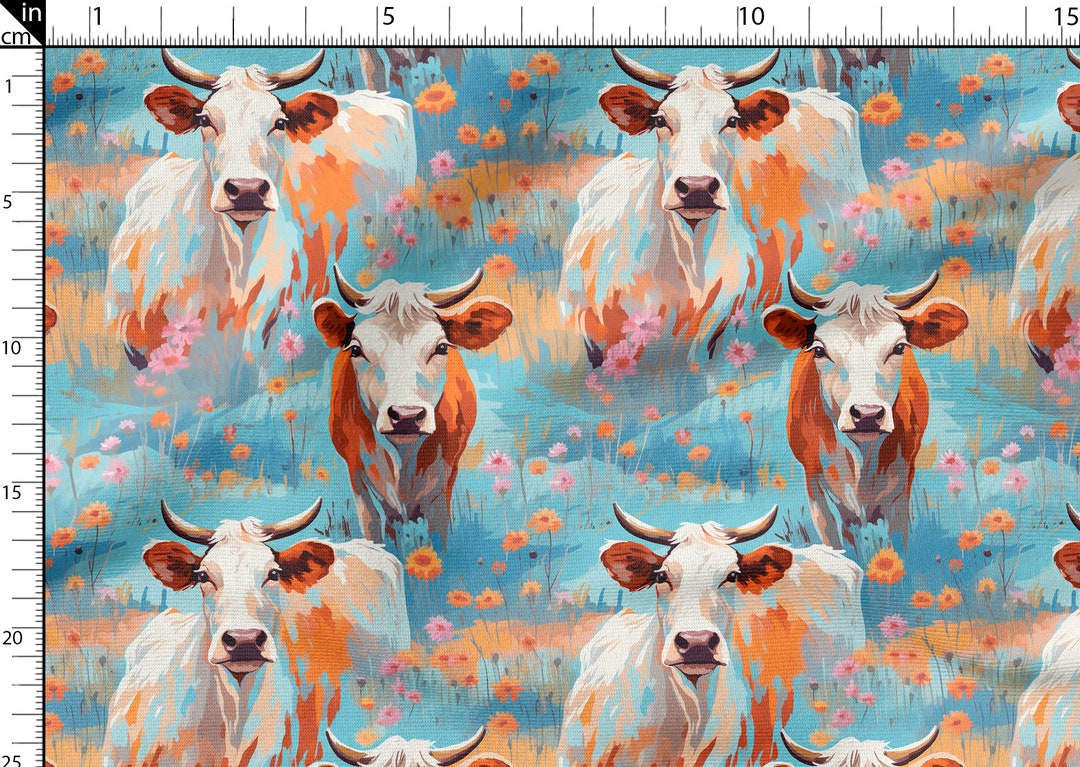 Colorful Cows Cotton 100%, Eco-print, Printed Cotton Cow Fabric, Width ...