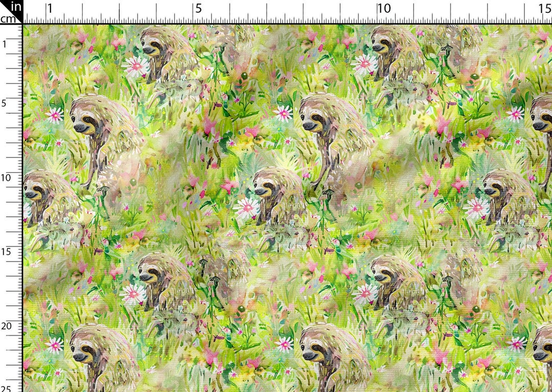 Sloths in Trees Cotton 100%, Eco-print, Printed Cotton Fabric, Sloths ...