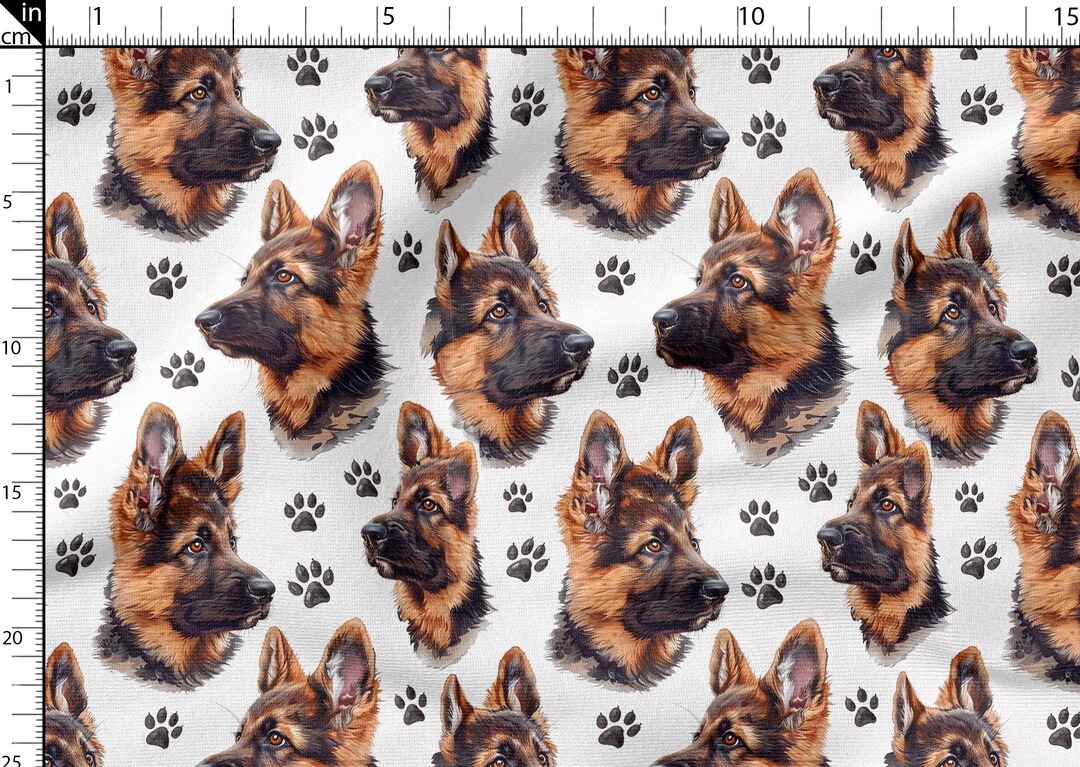 German Shepherd Cotton Fabric 100%, Eco-print,dogs, Printed Cotton ...