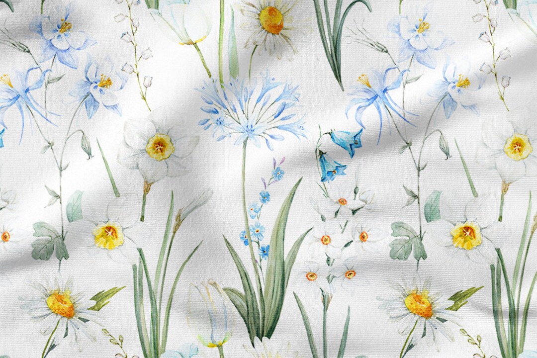 MEADOW FLOWER PATTERN Cotton 100%, Eco-print, Printed Cotton Fabric ...