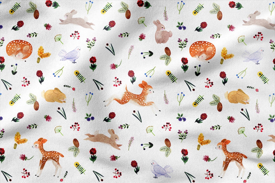 FOREST PLANTS Woodland Cotton 100%, Eco-print, Printed Cotton Fabric ...
