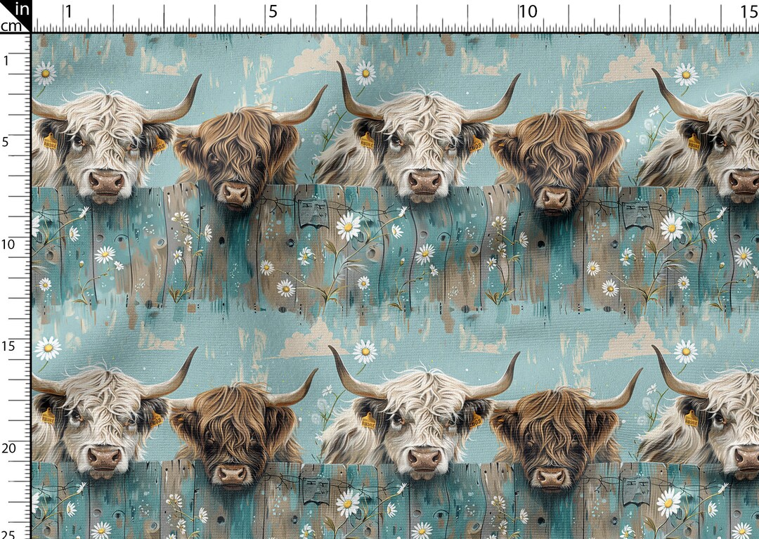 Highland Cow Cotton 100%, Eco-print, Printed Cotton Fabric, Cow Fabric ...