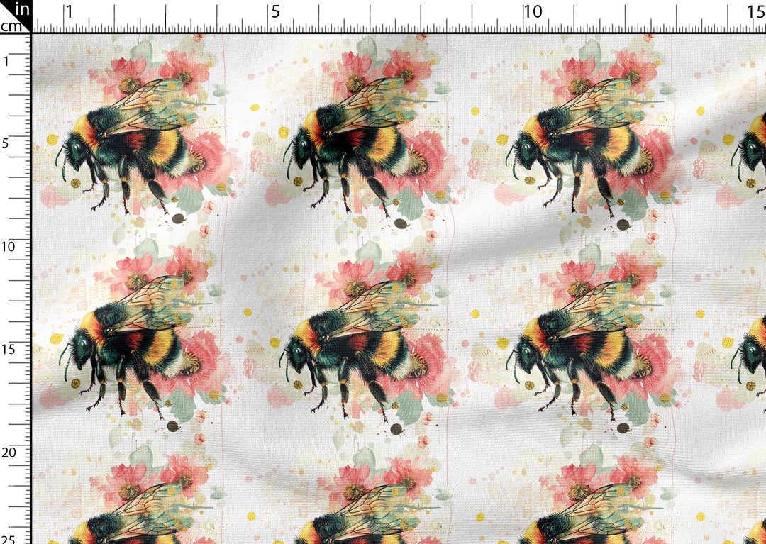 Cute Bumblenee Cotton 100%, Eco-print, Printed Cotton Bumblebee Fabric ...