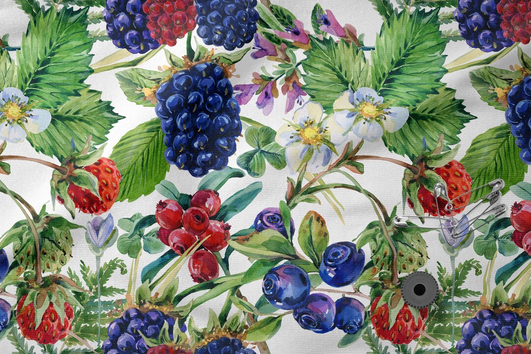 Forest Berries Cotton 100%, Eco-print, Printed Cotton Fabric, Berries ...