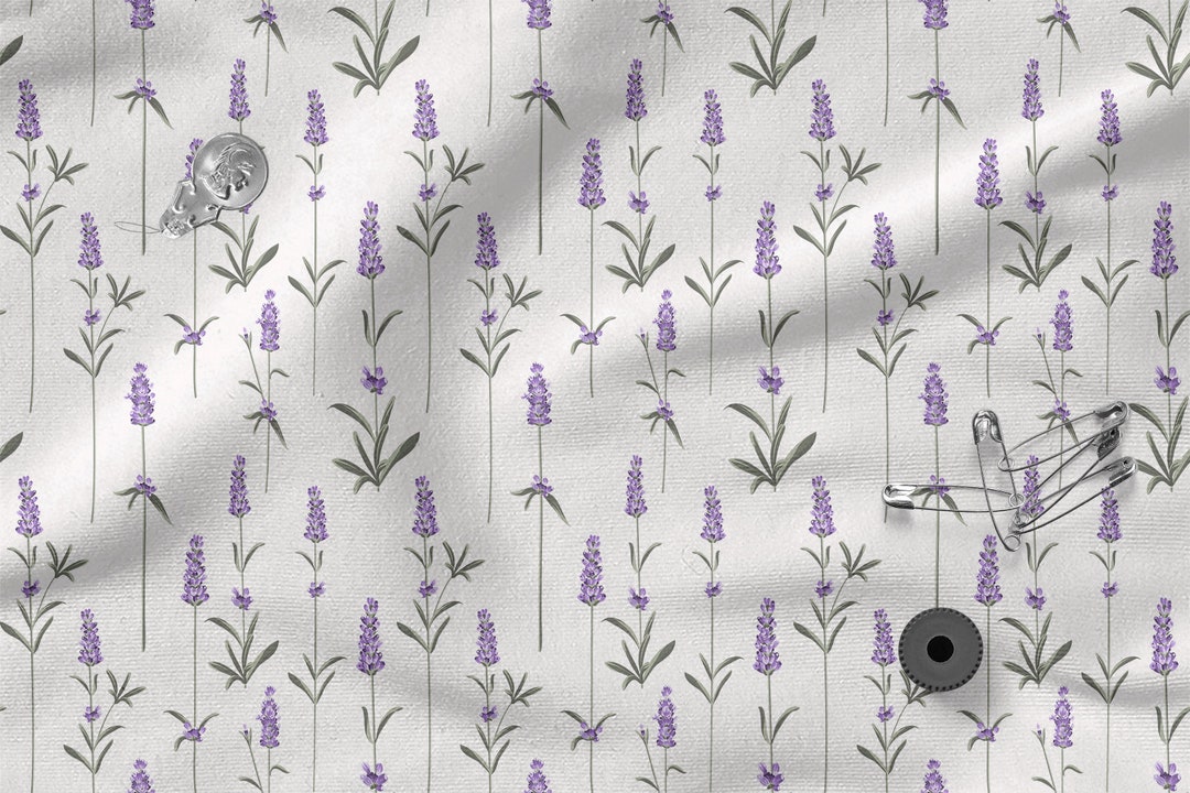 Lavender Flowers Cotton 100%, Eco-print, Printed Cotton Fabric, Meadow ...