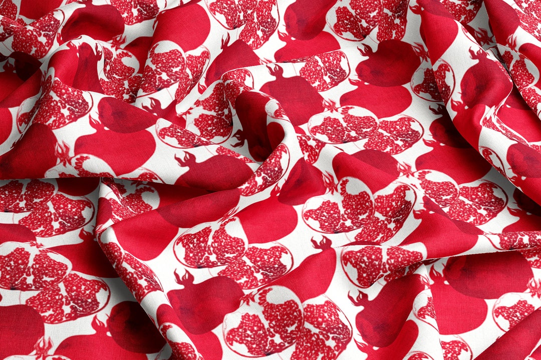 Pomegranate VISCOSE Fabric 100%, Eco-print, Printed Viscose Fabric ...