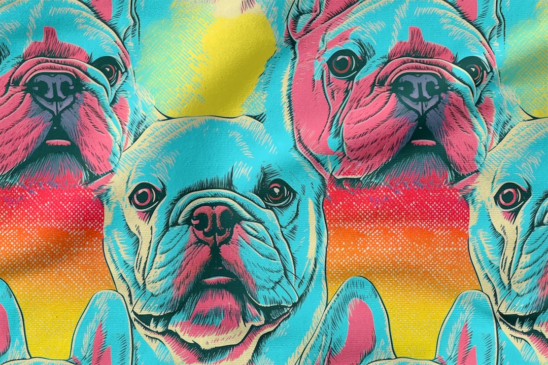 Bulldog Cotton 100%, Eco-print, Printed Cotton Dogs Fabric, Width 150cm ...