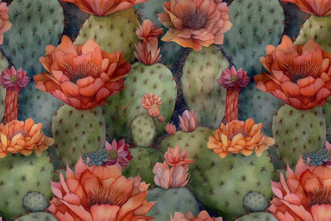 Cacti Cotton 100%, Eco-print, Printed Cotton Cactus Fabric, Width 150cm ...