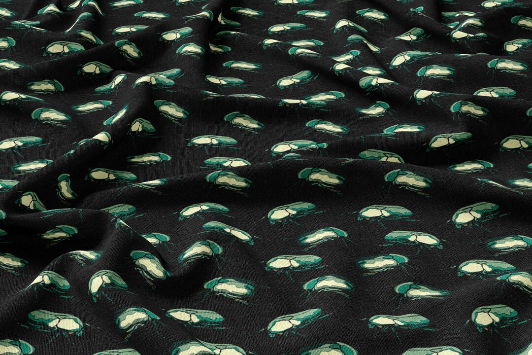 Beetles Linen 100%, Eco-print, Printed Linen Fabric, Beetles Fabric ...