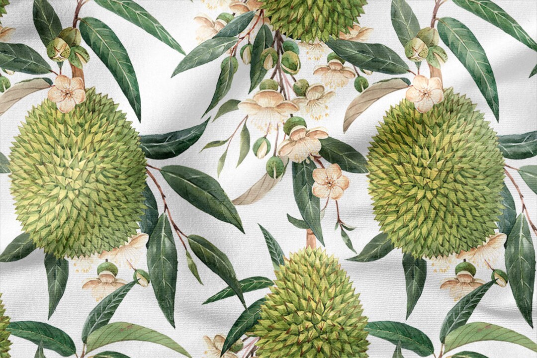 DURIAN FRUIT Cotton 100%, Eco-print, Printed Cotton Fabric, Width 155cm ...