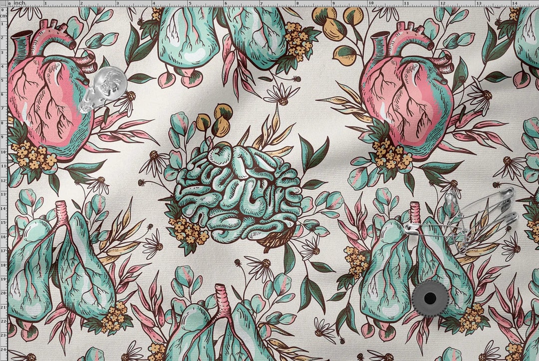 Internal Organs Cotton 100%, Eco-print, Printed Cotton Fabric, Organs ...