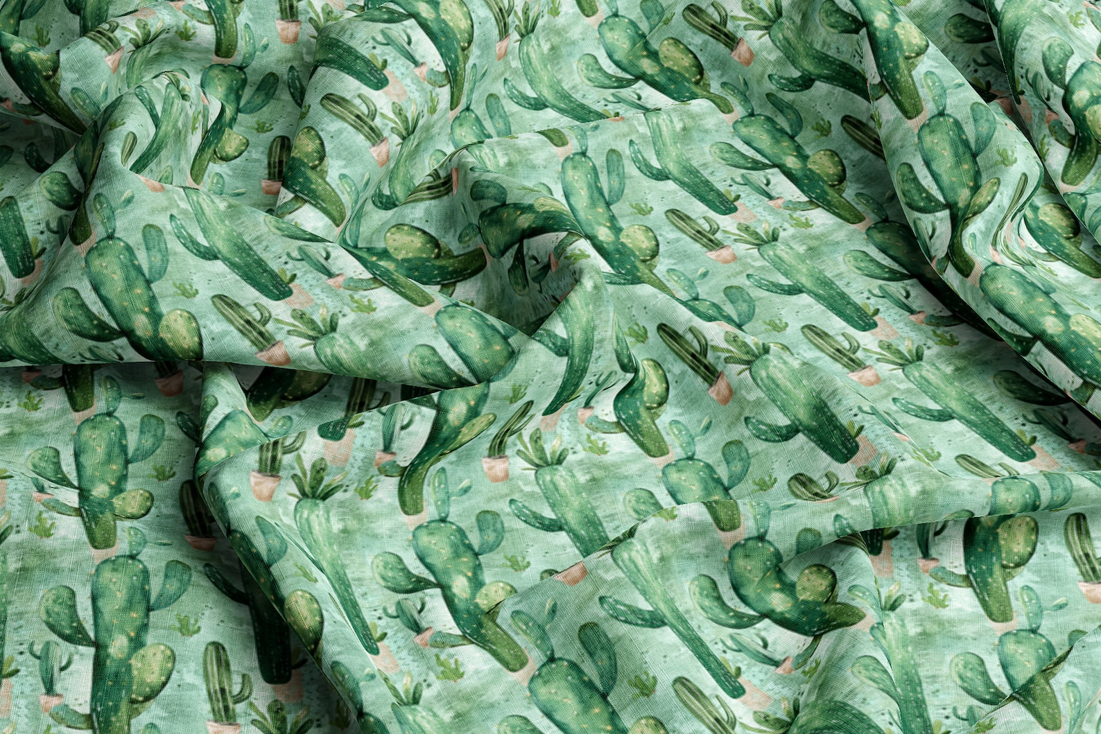 Patterns VISCOSE Fabric 100%, Eco-print, Printed Viscose Fabric, Cacti ...