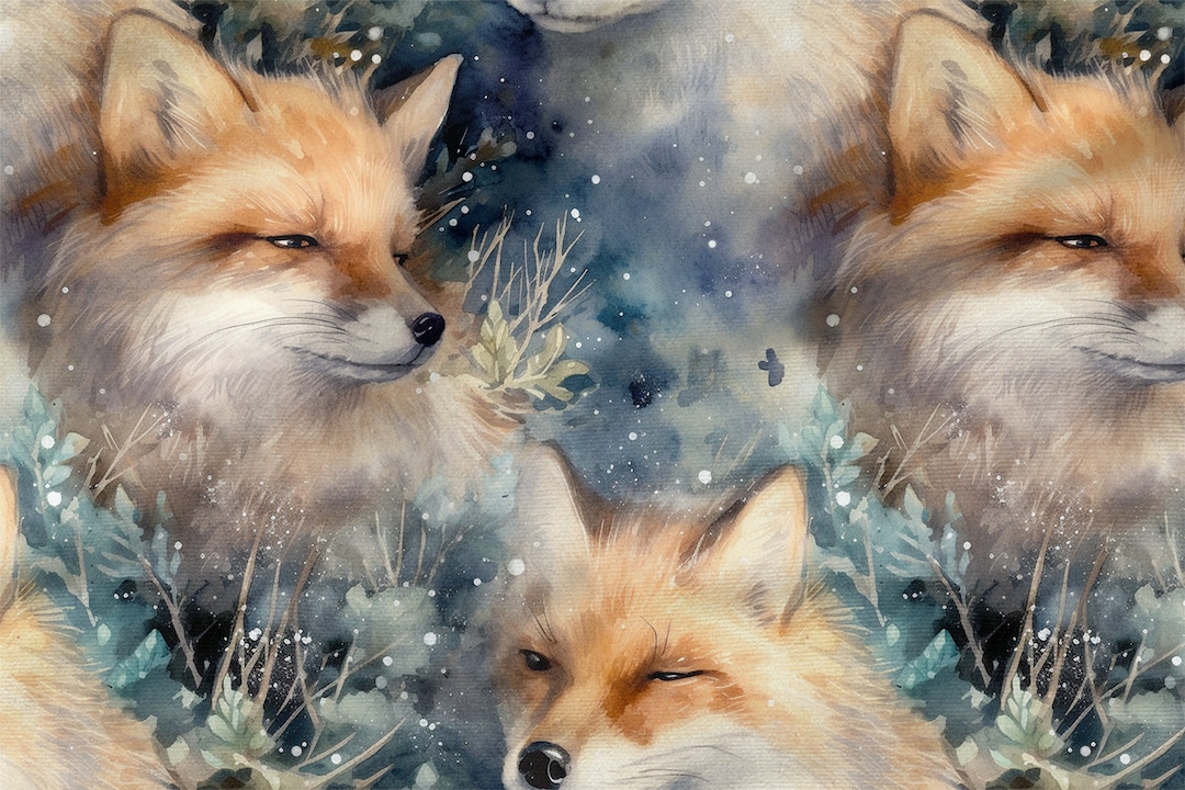 FOX Pattern, Cotton 100%, Eco-print, Printed Cotton Fabric, FOX Fabric ...