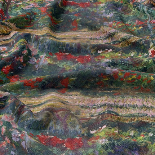Monet Linen Fabric Garden Artwork on Linen Monet on Fabric - Etsy