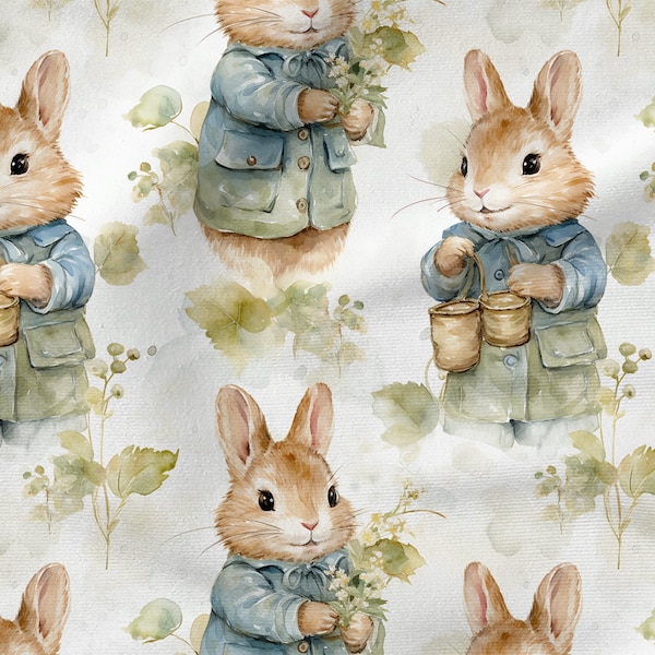Rabbit Print Fabric - Etsy