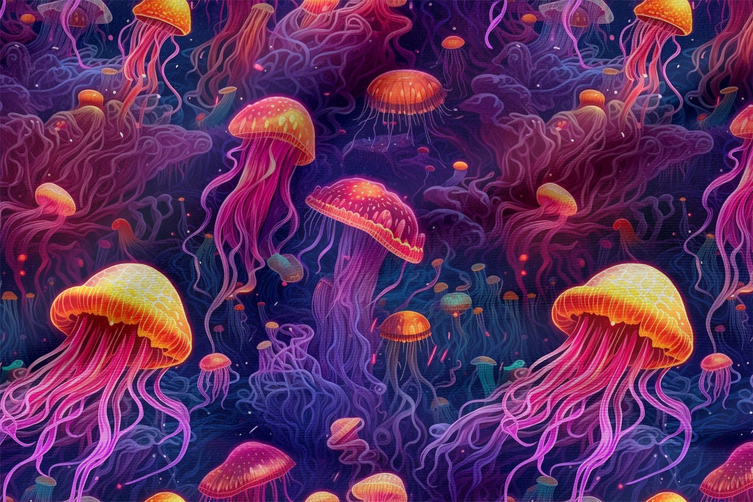 Jellyfish Patterns Cotton 100%, Eco-print, Printed Cotton Fabric ...
