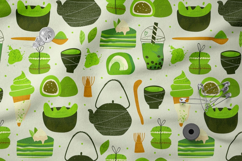 Colorful MATCHA Cotton 100%, Eco-print, Printed Cotton Fabric, MATCHA ...