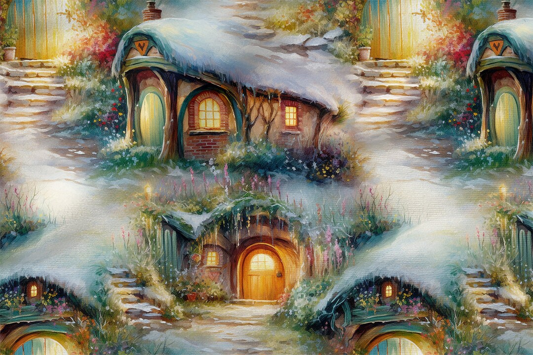 Hobbit Cottage Cotton 100%, Eco-print, Printed Cotton Fabric,hobbit ...