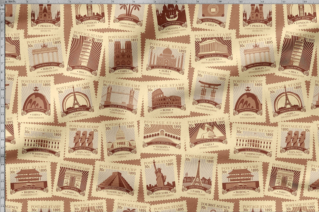 Stamps Cotton Fabric 100%, Eco-print, Plain Weave, Printed Cotton ...