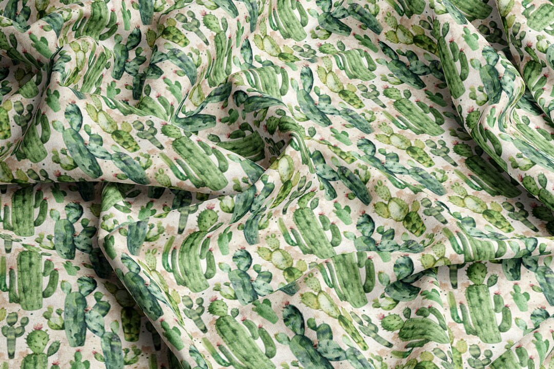 Patterns VISCOSE Fabric 100%, Eco-print, Printed Viscose Fabric, Cacti ...