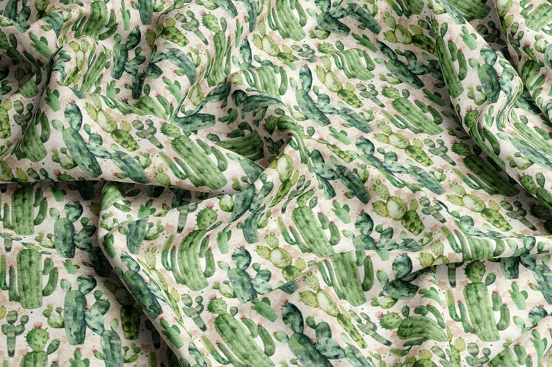 Patterns VISCOSE Fabric 100%, Eco-print, Printed Viscose Fabric, Cacti ...