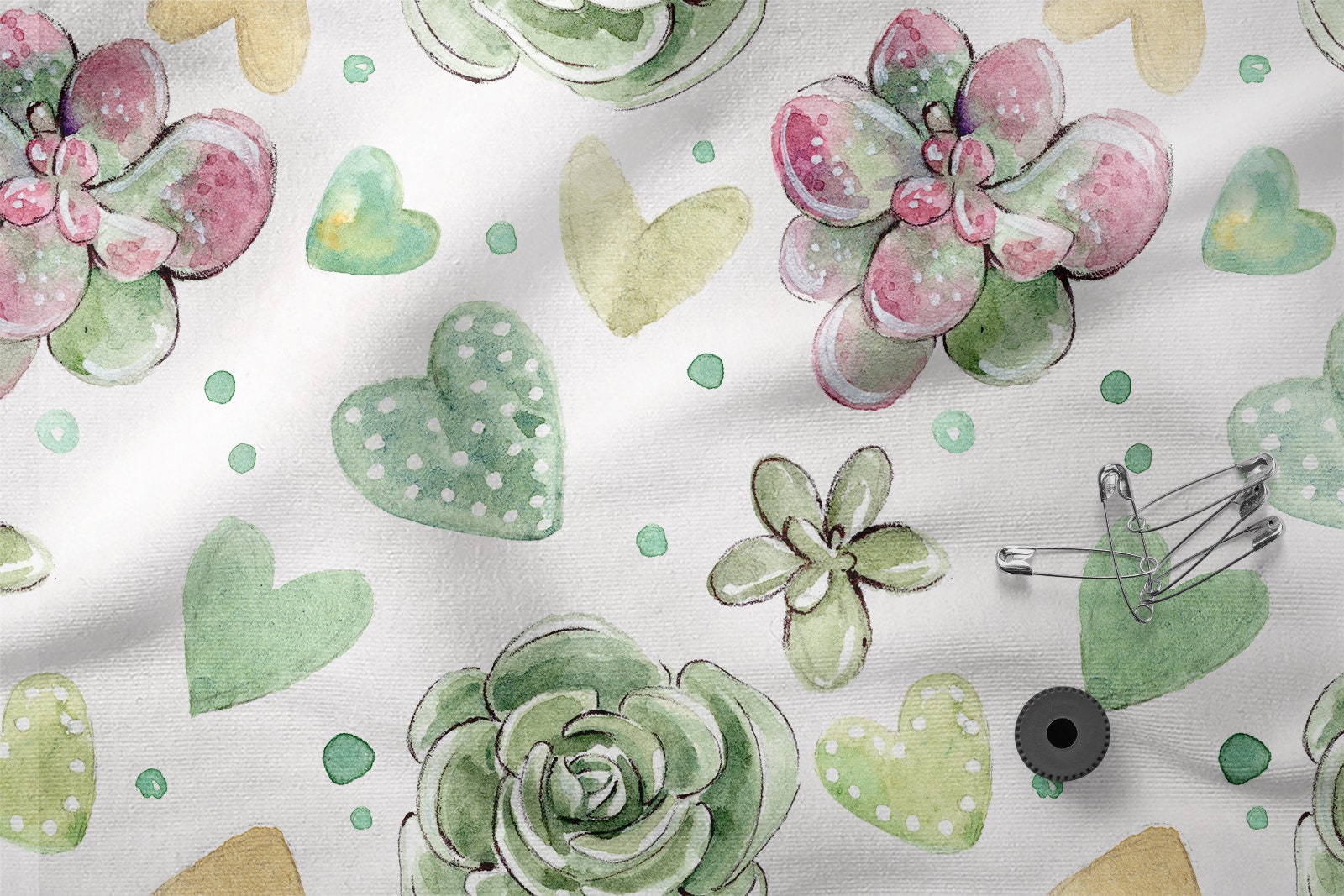 CACTI Pattern Cotton 100%, Eco-print, Printed Cotton Fabric, Cacti ...