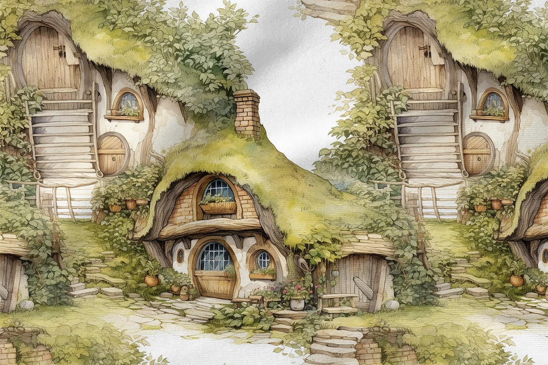Hobbit Cottage Cotton 100%, Eco-print, Printed Cotton Fabric, Width ...