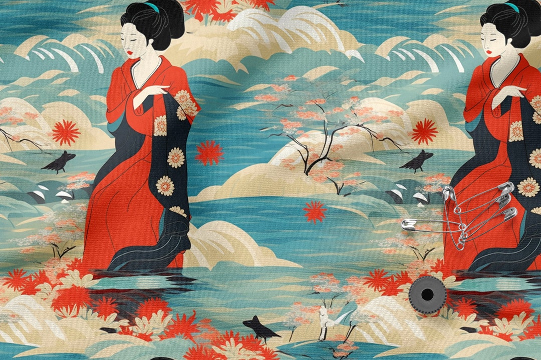 Japanese Cotton 100%, Eco-print, Printed Cotton Japanese Fabric, Width ...