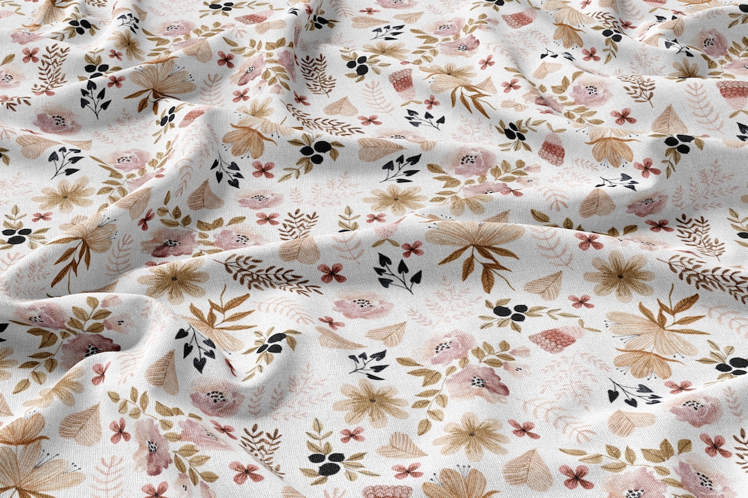 Pastel Flowers Linen 100%, Eco-print, Printed Linen Fabric, Softened ...