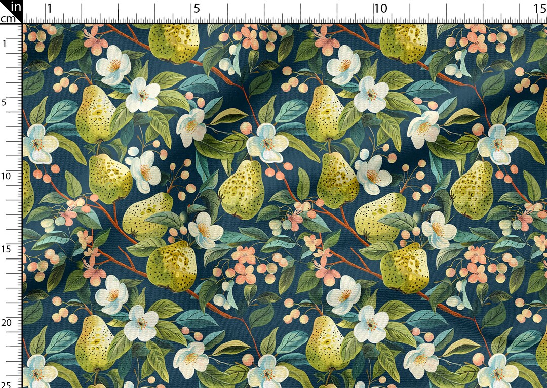 Pears Cotton 100%, Eco-print, Printed Cotton Fabric, Pears Fabric ...
