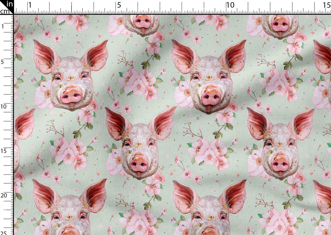 Floral Pigs Pattern Cotton Fabric 100%, Eco-print, African Aztec Fabric ...