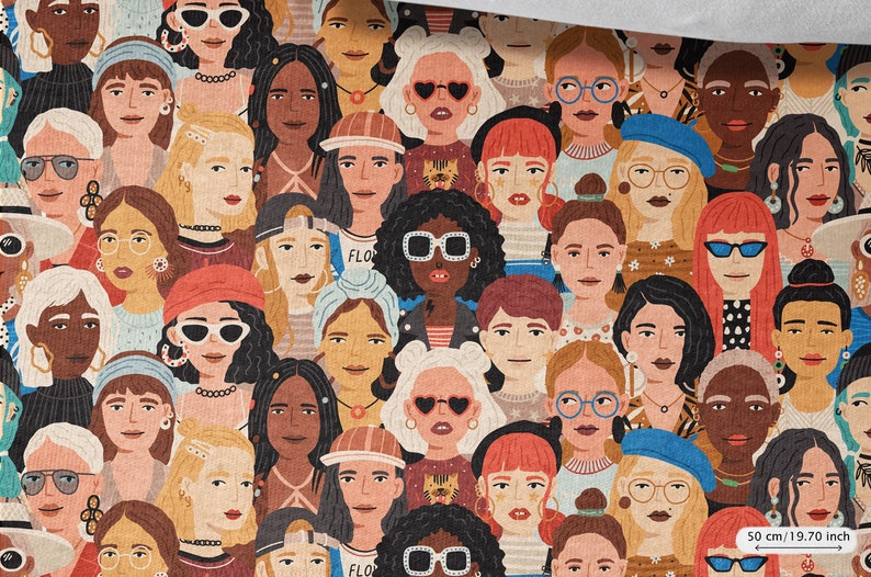 Sweatshirt Fabric Girls, Stretchable, Crowds of People,cotton Knit ...