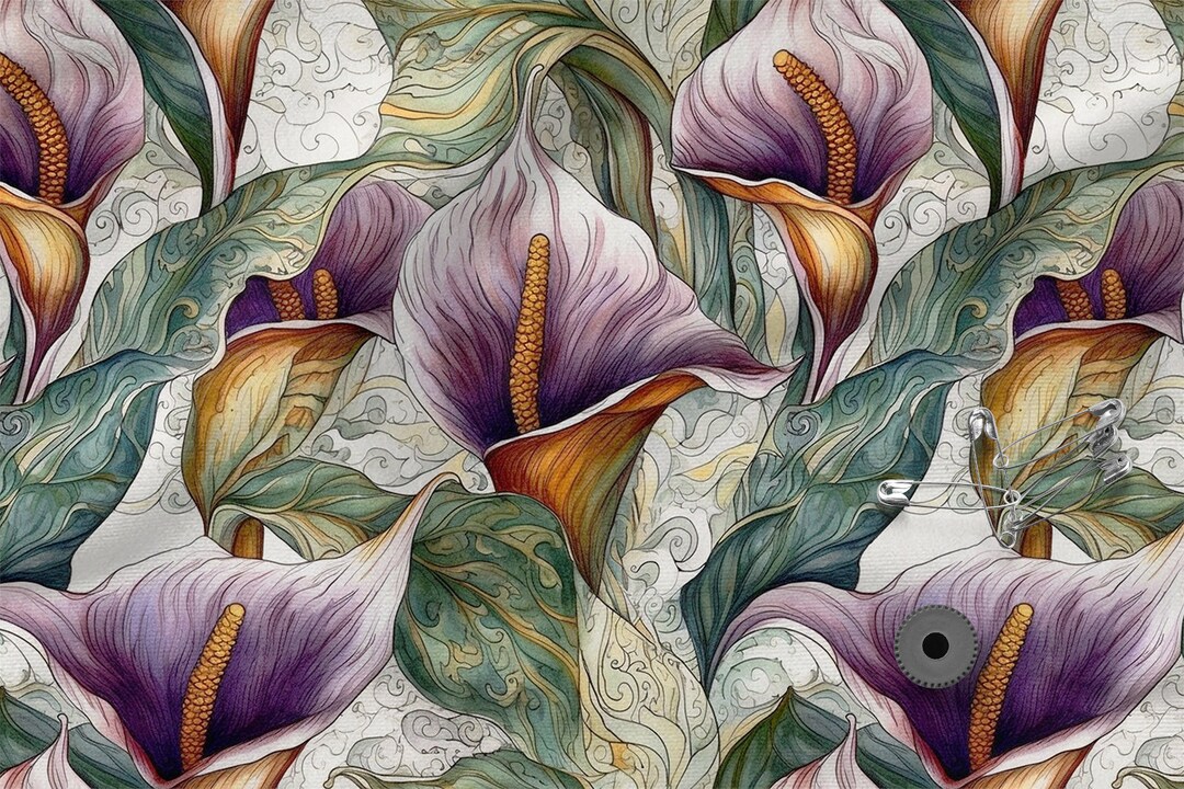 Calla Garden Cotton 100%, Eco-print, Printed Cotton Garden Fabric ...