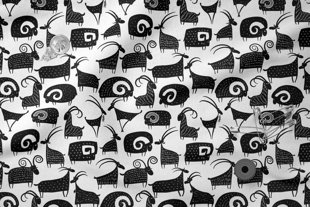 Colorful FUNNY GOATS Cotton 100%, Eco-print, Printed Cotton Fabric ...