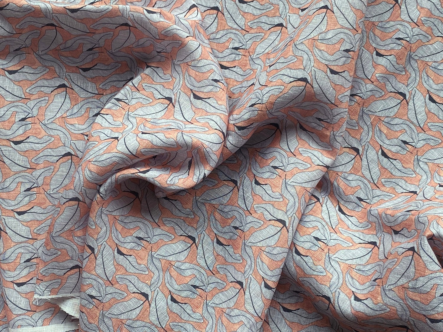 Fine Leaves Linen 100% Eco-print Printed Linen fabric | Etsy