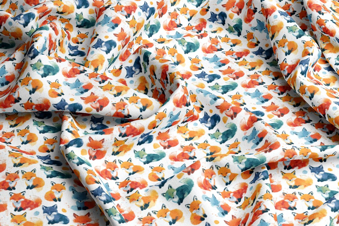 Patterns VISCOSE Fabric 100%, Eco-print, Printed Viscose Fabric, Foxes ...