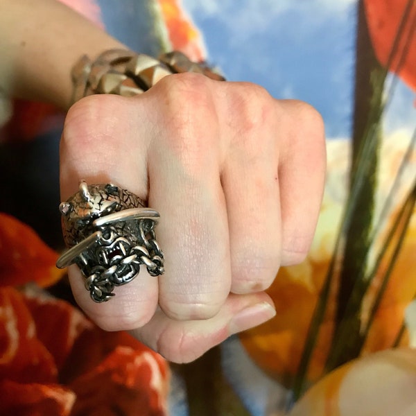 Sterling Silver Motorhead Ring - Etsy