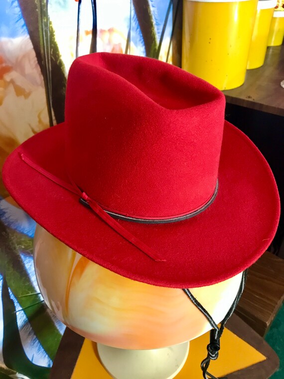 1980s CRIMSON Red Wool Cowboy Hat by Rockmount Ranch … - Gem