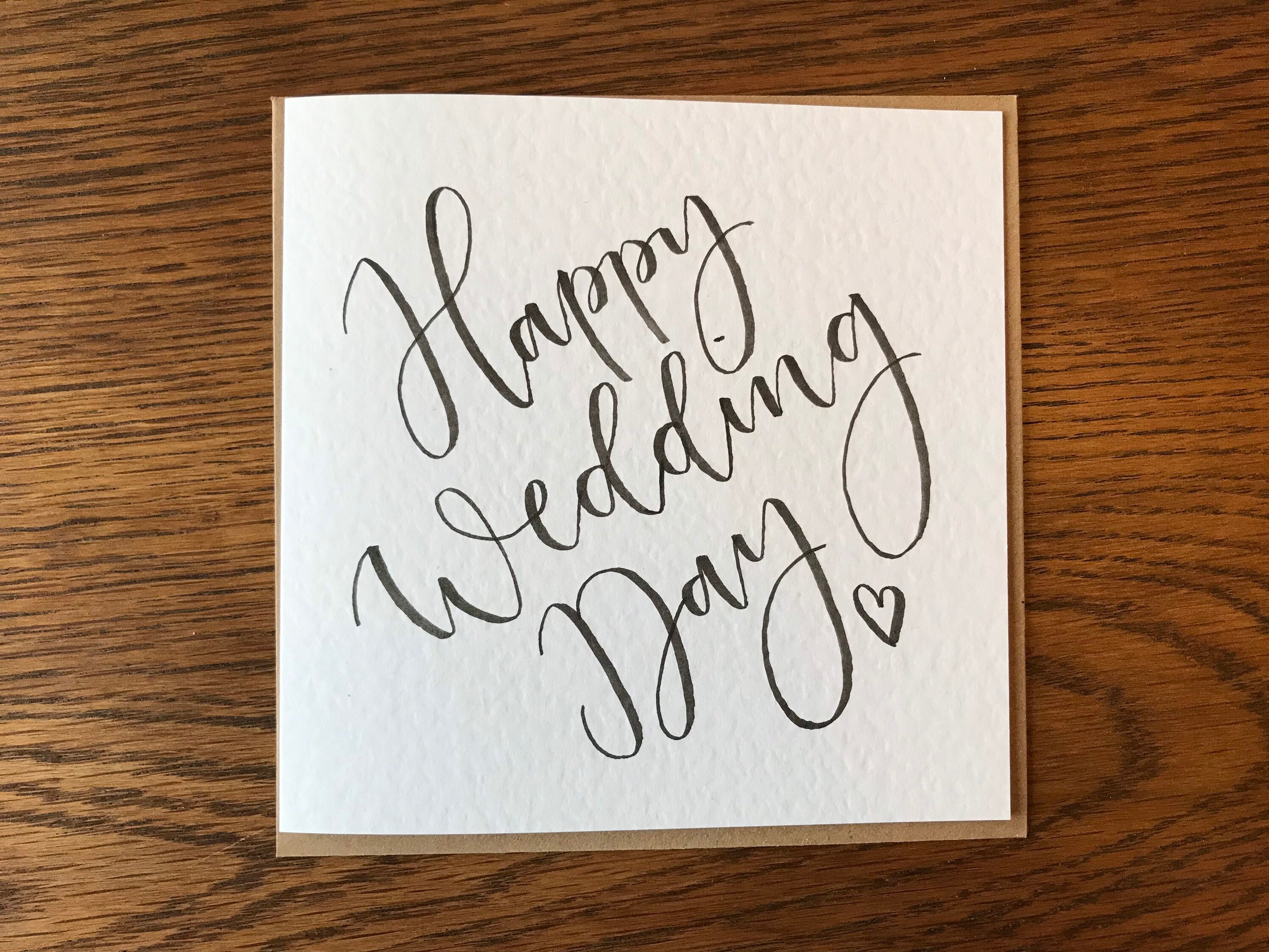 Hand-written 'happy Wedding Day' Card With Kraft - Etsy UK