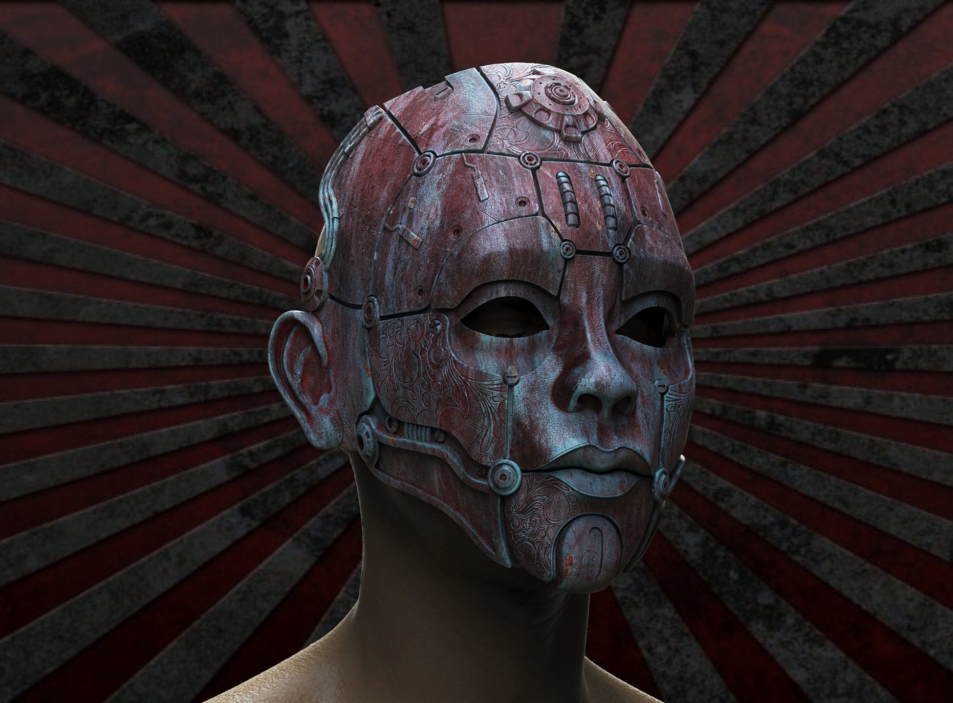 Futuristic Cyborg Robot Mask: 3D Printable Model for Cyberpunk Cosplay ...