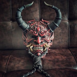 Authentic Japanese Oni Hannya Demon Mask for Samurai Cosplay, Halloween ...