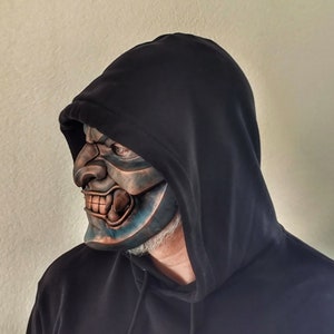 Bronze Menpo Samurai Oni Mask - Japanese Warrior Armor Face Protection ...