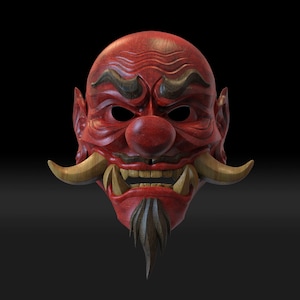 Japanese Tengu Oni Demon Smile Mask STL File for 3D Printing ...