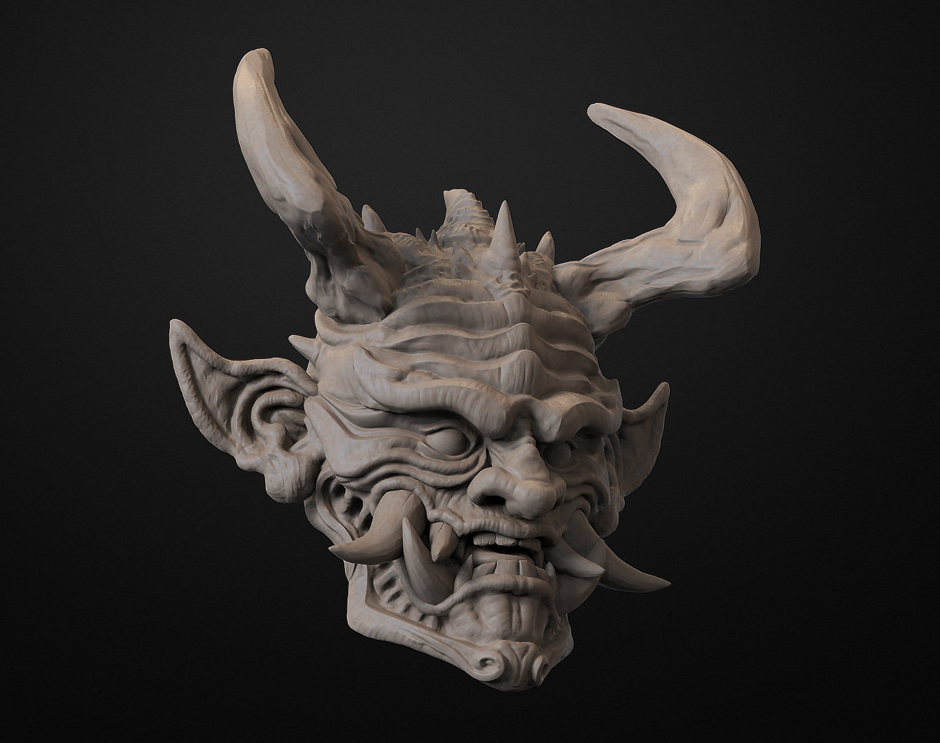 Hannya Oni Samurai Noh Mask: 3D Printable STL File for Magnet Pendant ...