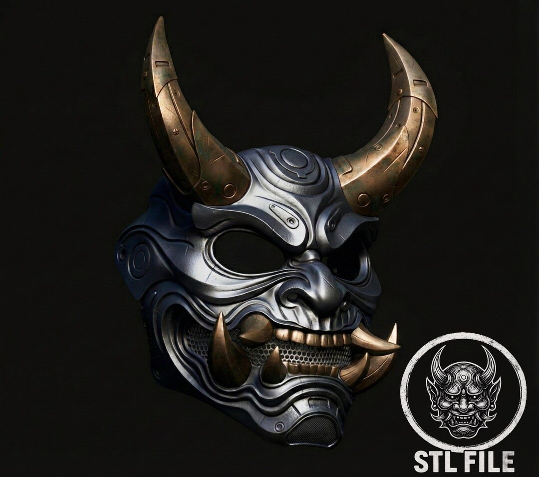 Oni Hellforge Mask - STL File for 3D Printing - Samurai Cosplay Demon ...