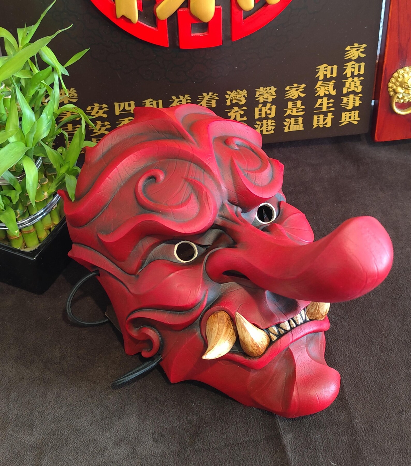 Japanese Tengu Oni Demon Mask - Traditional Noh Theater Costume for ...