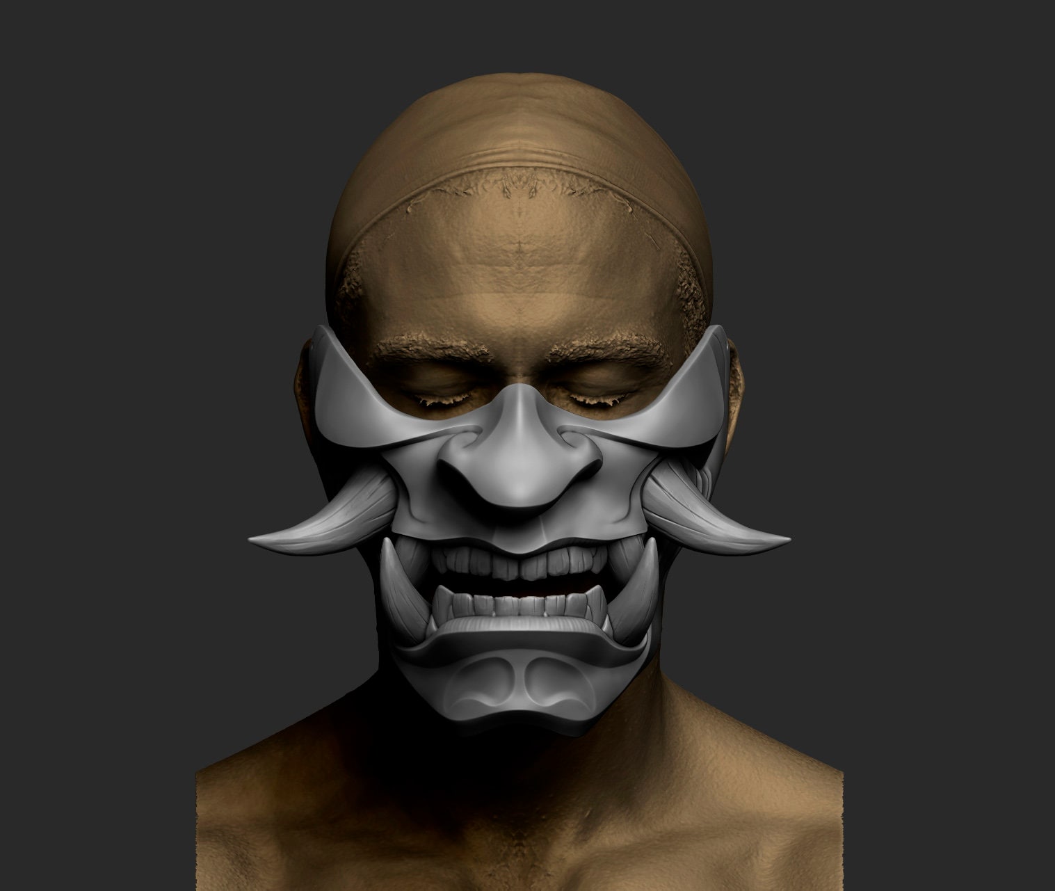 Traditional Japanese Hannya Half Mask Oni Half Mask STL File - Etsy ...