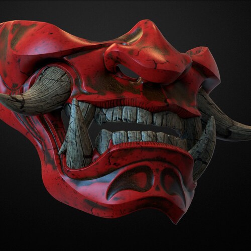 Traditional Japanese Hannya Half Mask Oni Half Mask for 3D - Etsy UK