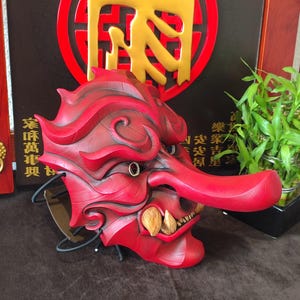 Japanese Tengu Oni Demon Mask - Traditional Noh Theater Costume for ...