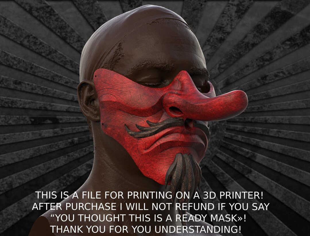 Japanese Tengu Oni Demon Half Mask 3D Printable Model for Cosplay ...